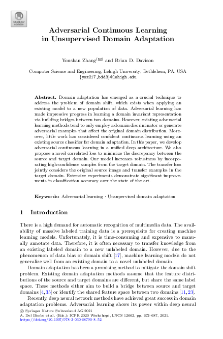 (PDF) Adversarial Continuous Learning in Unsupervised Domain Adaptation