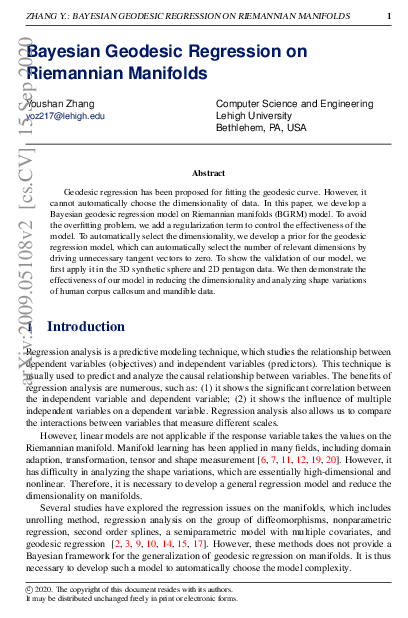 (PDF) Bayesian Geodesic Regression on Riemannian Manifolds