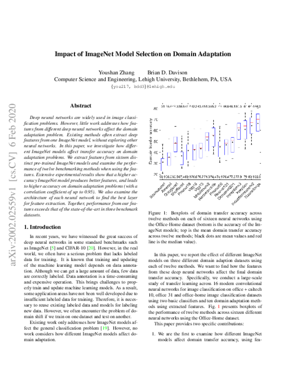 (PDF) Impact of ImageNet Model Selection on Domain Adaptation