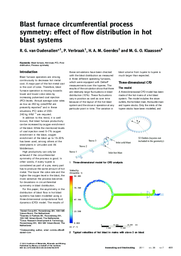 (PDF) Blast furnace circumferential process symmetry: effect of flow ...