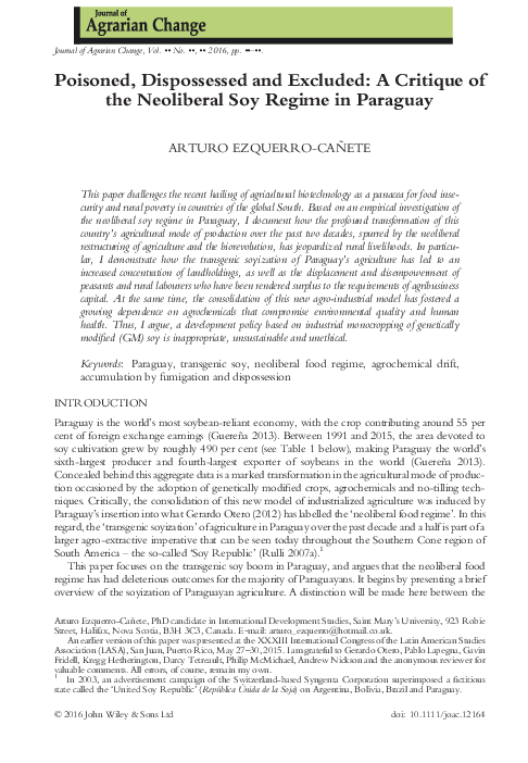 (PDF) Poisoned, Dispossessed and Excluded: A Critique of the Neoliberal ...