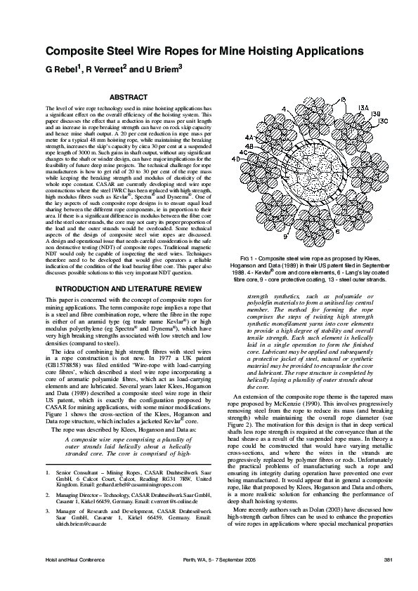 (PDF) Composite Steel Wire Ropes for Mine Hoisting Applications