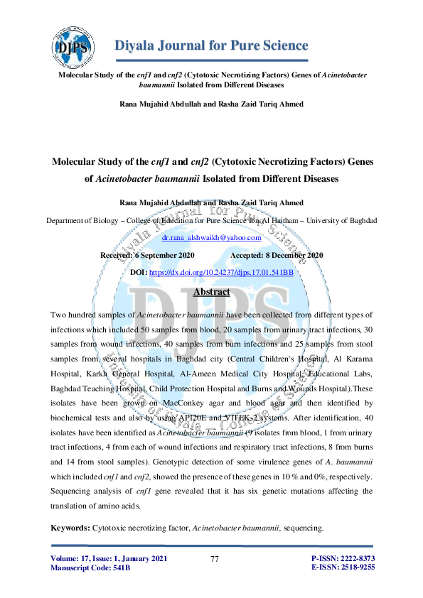 (PDF) Molecular Study of the cnf1 and cnf2 (Cytotoxic Necrotizing ...