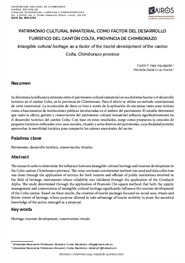 (PDF) Patrimonio Cultural Inmaterial Como Factor Del Desarrollo ...