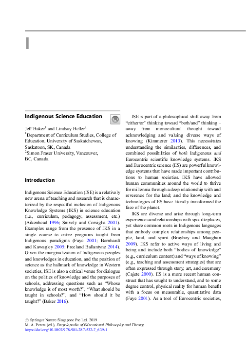 (PDF) Indigenous Science Education