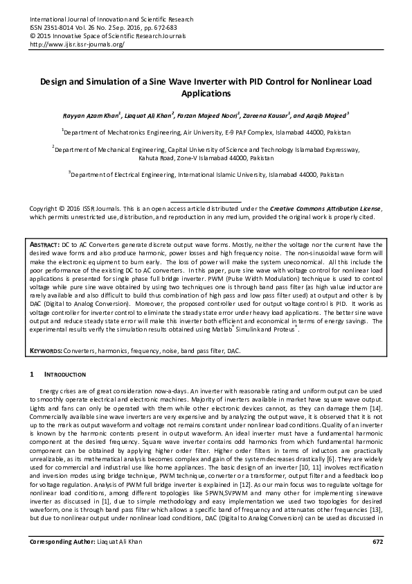 (PDF) Design and Simulation of a Sine Wave Inverter with PID Control ...