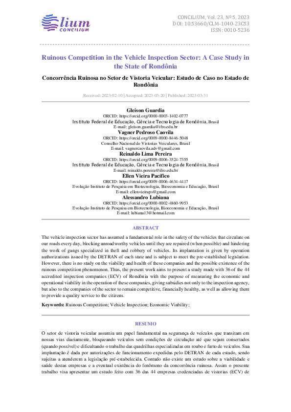 (PDF) Ruinous competition in the vehicle inspection sector: a case study in the state of ...