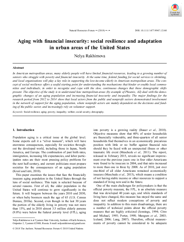 (PDF) Social Resilience in Aging and Financial Insecurity