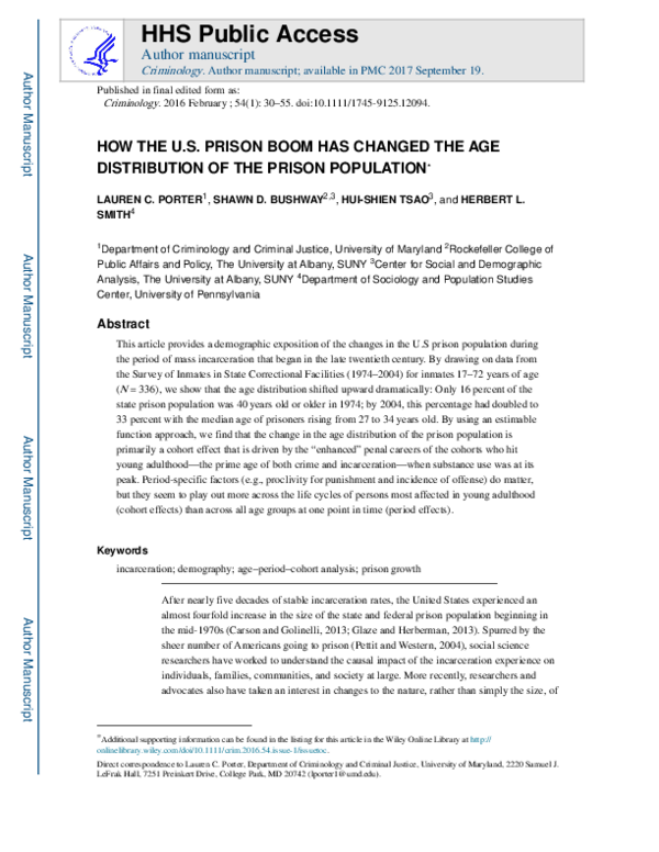 (PDF) How the U.S. Prison Boom Has Changed the Age Distribution of the ...
