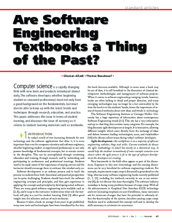 (PDF) Are software engineering textbooks a thing of the past?