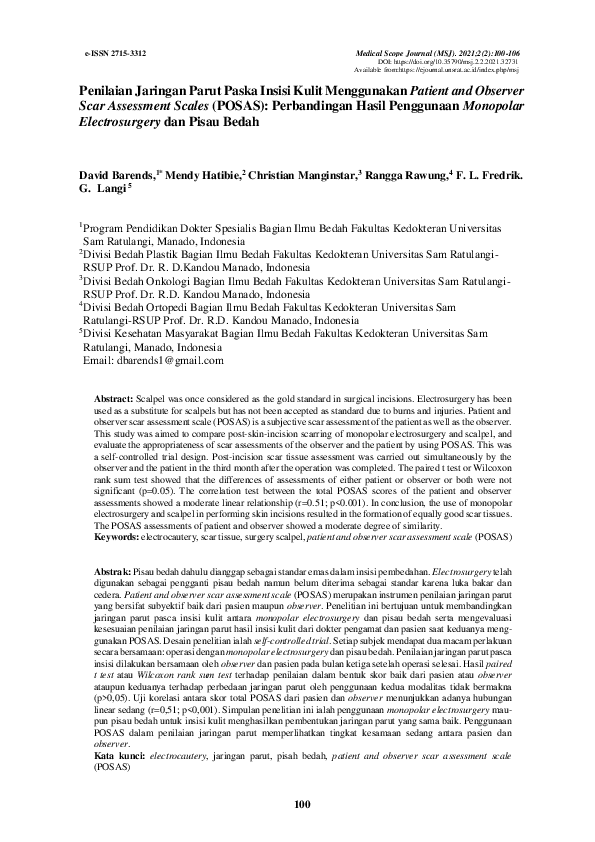 (PDF) Penilaian Jaringan Parut Paska Insisi Kulit Menggunakan Patient ...