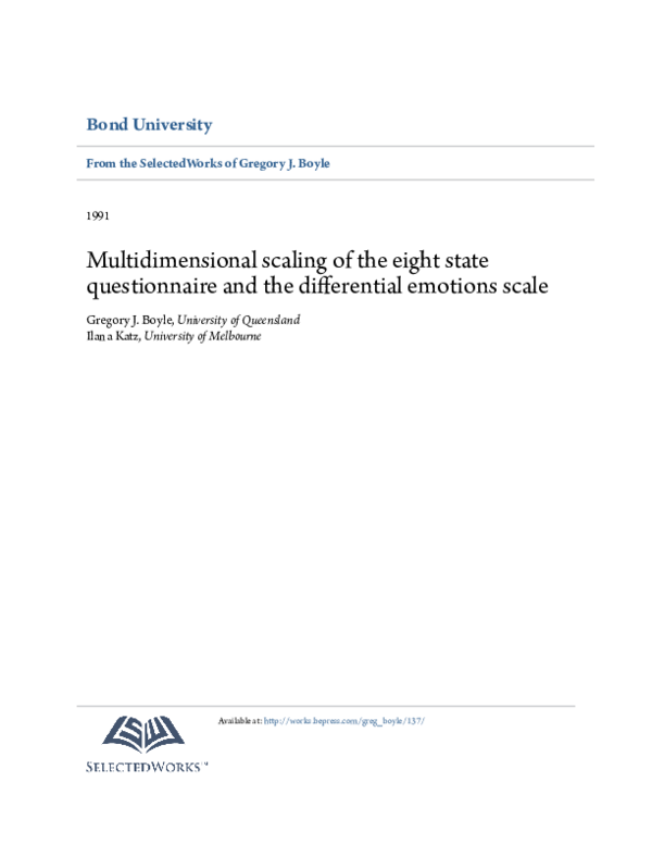 (PDF) Multidimensional scaling of the eight state questionnaire and the differential emotions scale