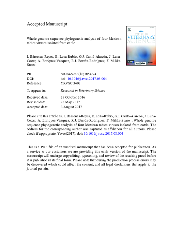 (PDF) Whole genome sequence phylogenetic analysis of four Mexican ...