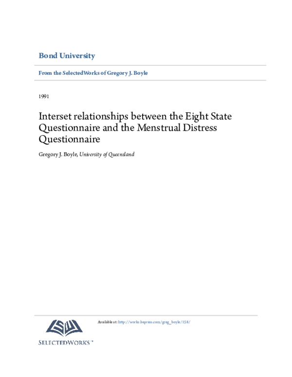 (PDF) Interset relationships between the eight state questionnaire and ...