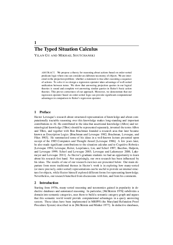 (PDF) 1 The Typed Situation Calculus