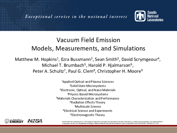 (PDF) Vacuum Field Emission Models Measurements and Simulations