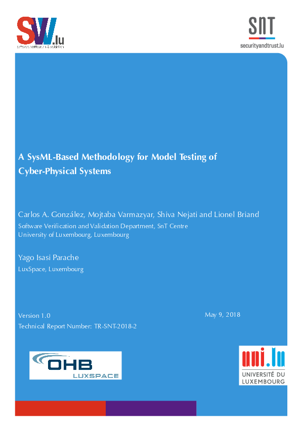 Pdf A Sysml Based Methodology For Model Testing Of Cyber Physical Systems