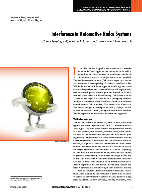 (PDF) Interference in Automotive Radar Systems: Characteristics ...