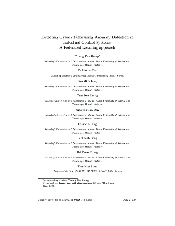 Pdf Detecting Cyberattacks Using Anomaly Detection In Industrial