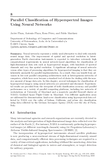 (PDF) Parallel Classification of Hyperspectral Images Using Neural Networks