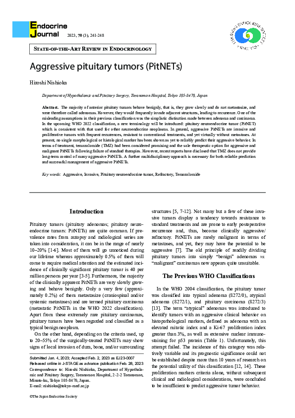 (PDF) Aggressive pituitary tumors (PitNETs)