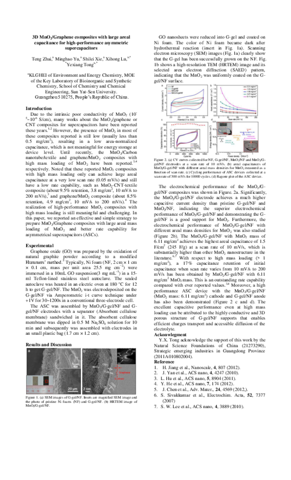 (PDF) 3D MnO2–graphene composites with large areal capacitance for high ...