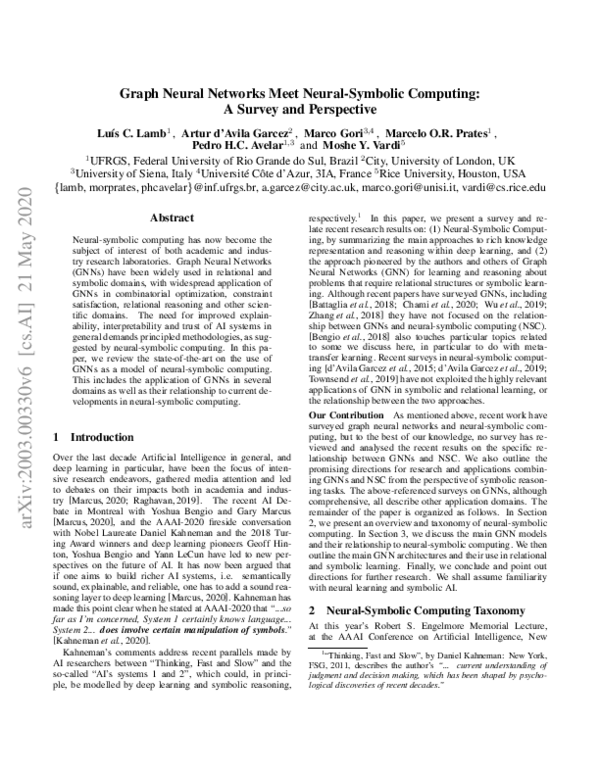 (PDF) Graph Neural Networks Meet Neural-Symbolic Computing: A Survey ...