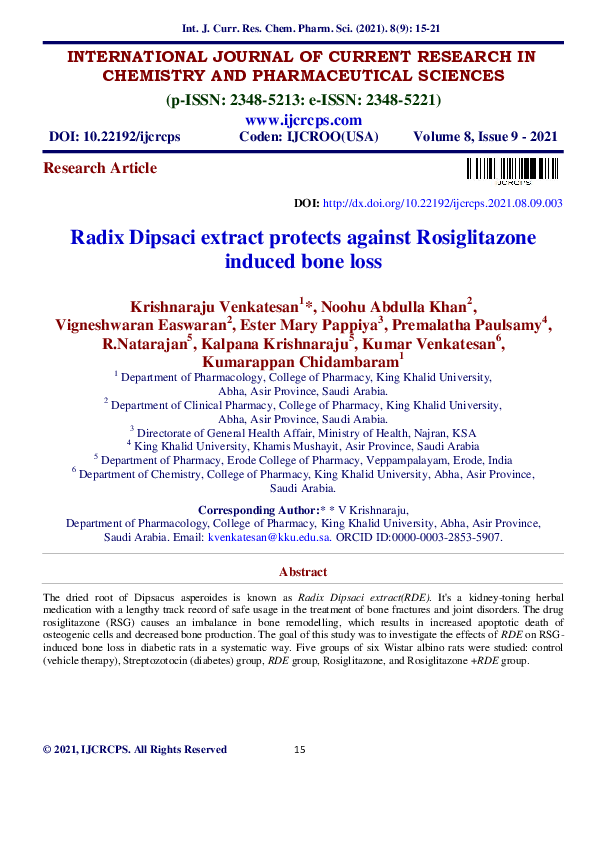 (PDF) Radix Dipsaci extract protects against Rosiglitazone induced bone ...
