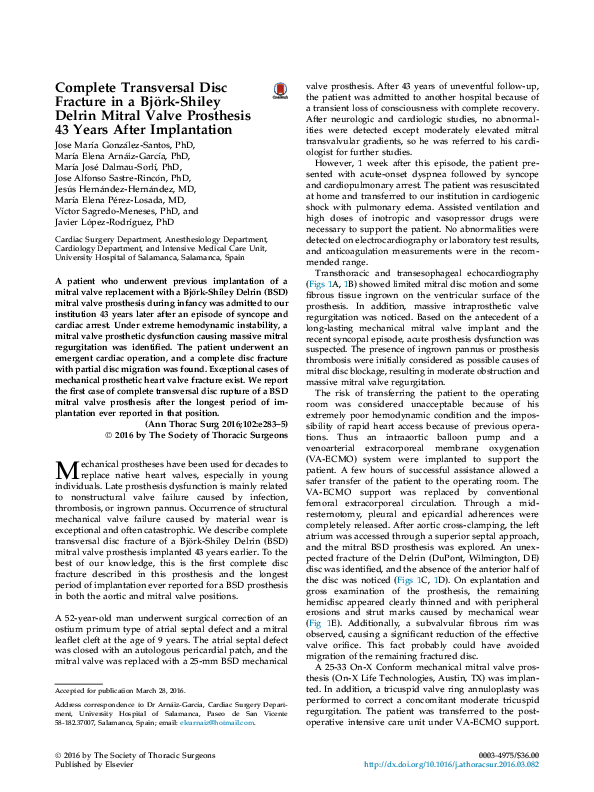 (PDF) Complete Transversal Disc Fracture in a Björk-Shiley Delrin ...
