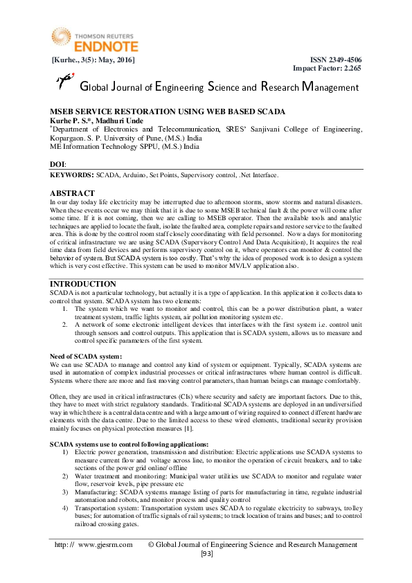 (PDF) Mseb Service Restoration Using Web Based Scada