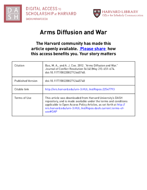 (PDF) Arms Diffusion and War