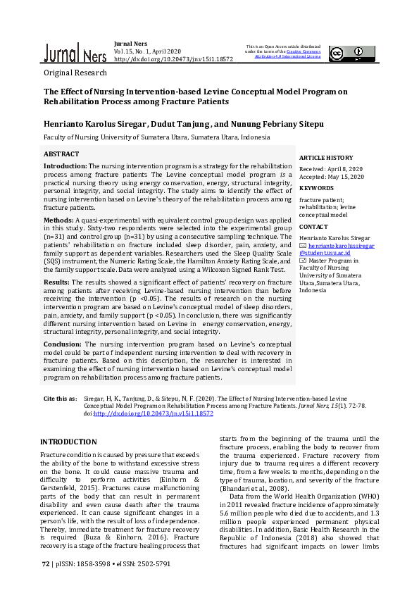 (PDF) The Effect of Nursing Intervention-based Levine Conceptual Model ...