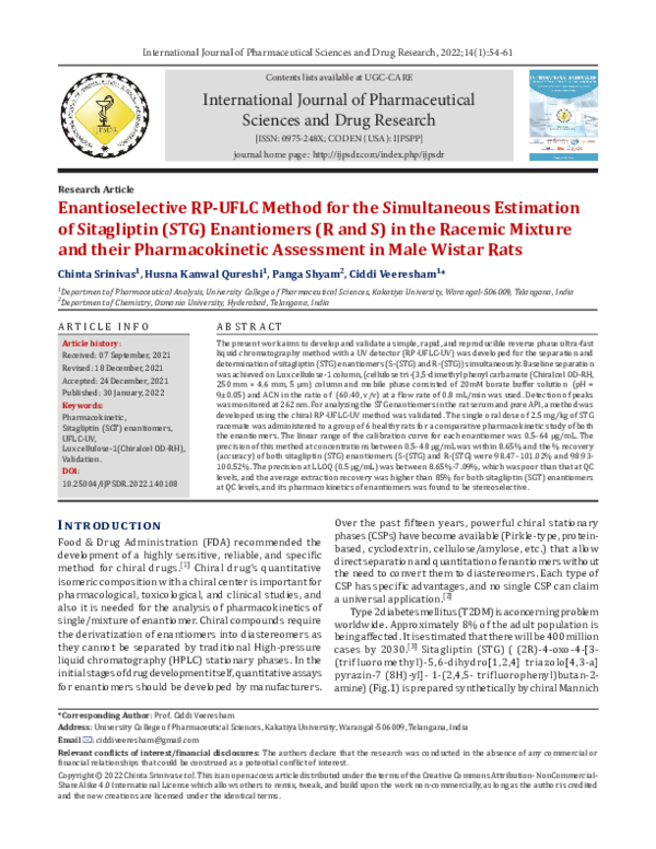 (PDF) Enantioselective RP-UFLC Method for the Simultaneous Estimation ...