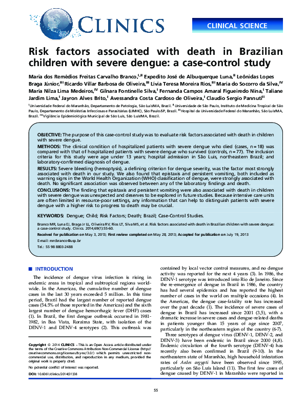(PDF) Risk factors associated with death in Brazilian children with ...