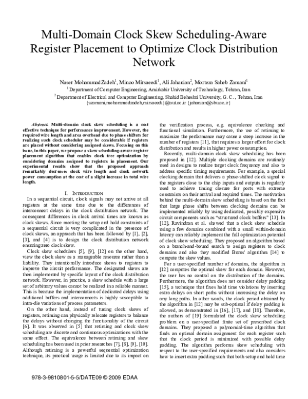 Pdf Multi Domain Clock Skew Scheduling Aware Register Placement To Optimize Clock Distribution