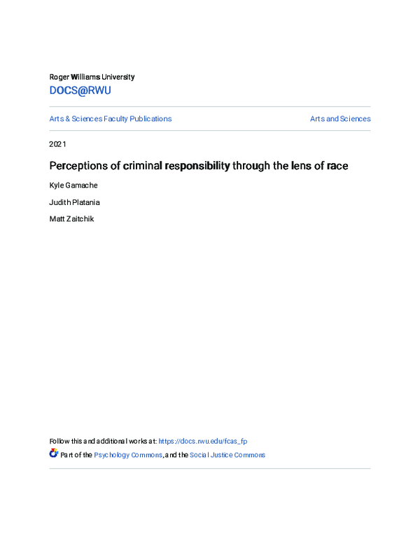(PDF) Perceptions of criminal responsibility through the lens of race