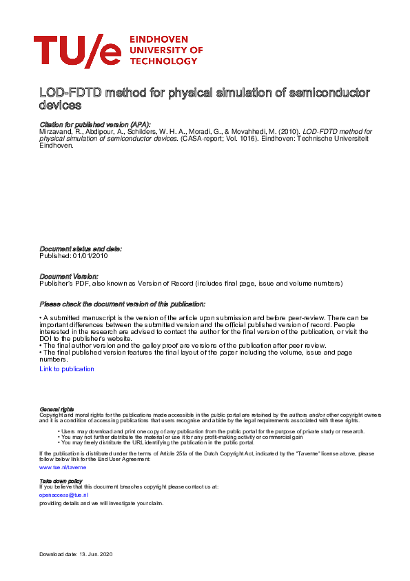(PDF) LOD-FDTD method for physical simulation of semiconductor devices