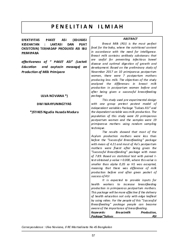 (PDF) Efektifitas Paket Asi (Edukasi Kesehatan : Laktasi Dan Pijat ...