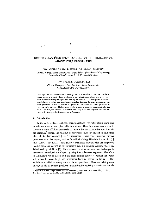 (PDF) Design of an Efficient Back-Drivable Semi-Active Above Knee ...