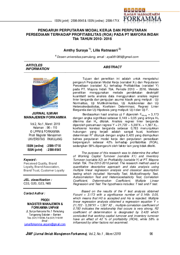 (PDF) PENGARUH PERPUTARAN MODAL KERJA DAN PERPUTARAN PERSEDIAAN ...