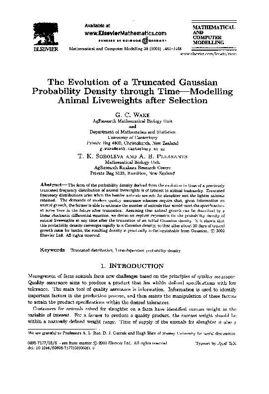 (PDF) The evolution of a truncated gaussian probability density through ...