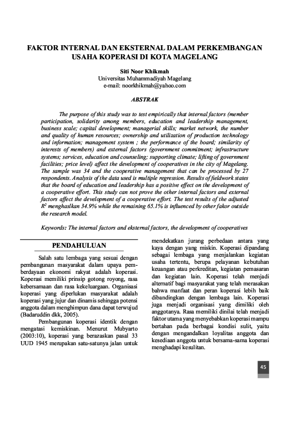 (PDF) Faktor Internal Dan Eksternal Dalam Perkembangan Usaha Koperasi ...