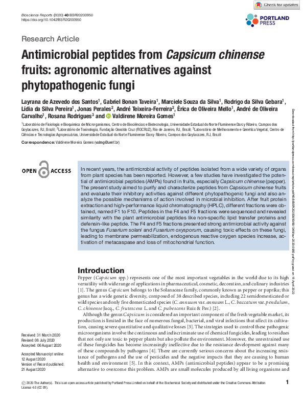 (PDF) Antimicrobial peptides from Capsicum chinense fruits: agronomic ...