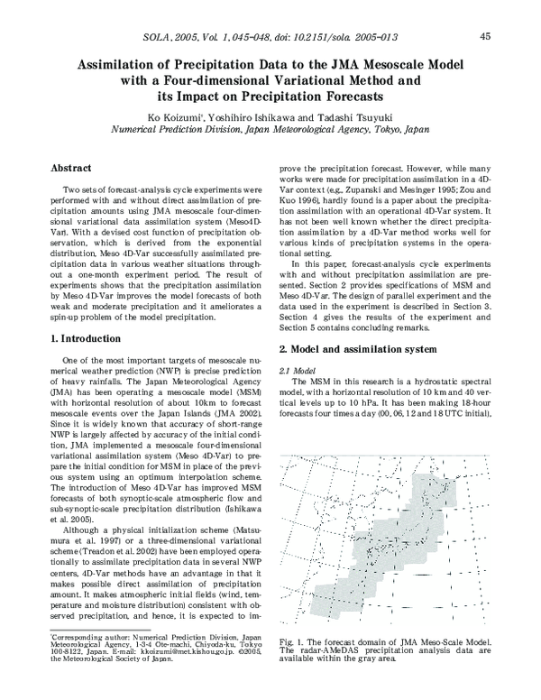 (PDF) Assimilation of Precipitation Data to the JMA Mesoscale Model ...