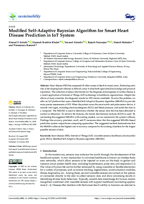Pdf Modified Self Adaptive Bayesian Algorithm For Smart Heart Disease