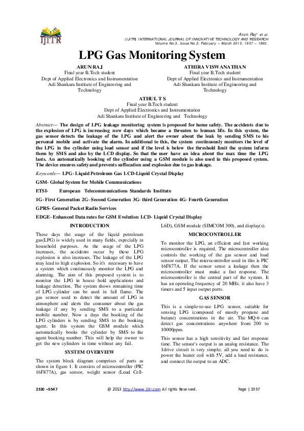 (PDF) LPG Gas Monitoring System