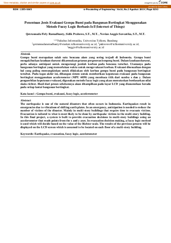 (PDF) Penentuan Jenis Evakuasi Gempa Bumi Pada Bangunan Bertingkat Menggunakan Metode Fuzzy ...