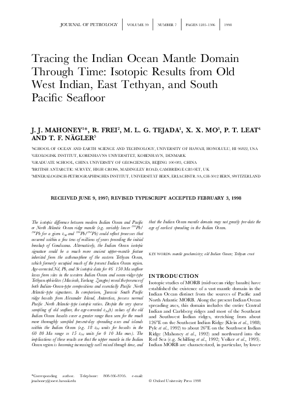 (PDF) Tracing the Indian Ocean Mantle Domain Through Time: Isotopic ...