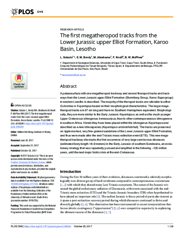 (PDF) The first megatheropod tracks from the Lower Jurassic upper ...