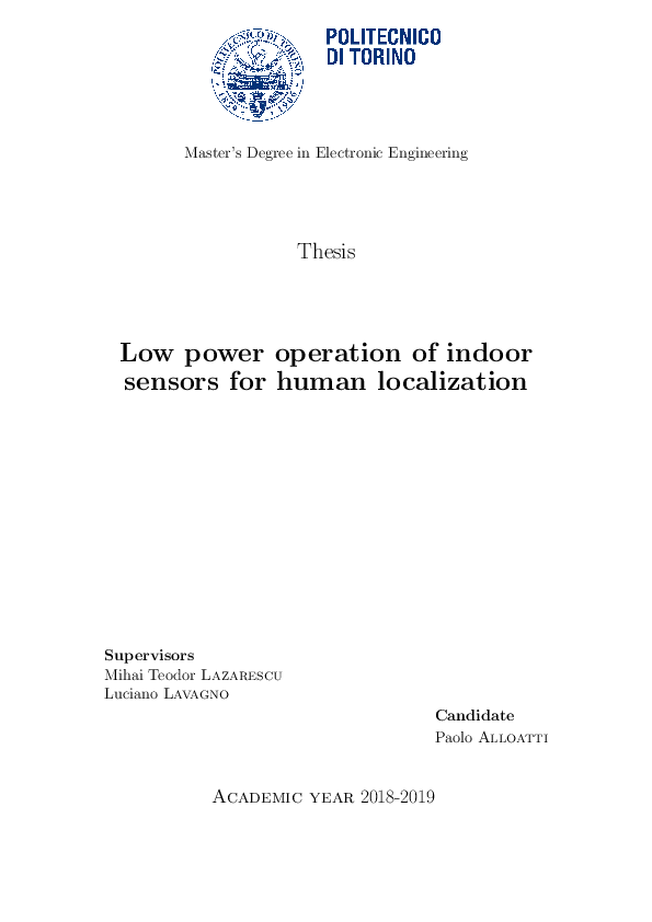 (PDF) Low power operation of indoor sensors for human localization